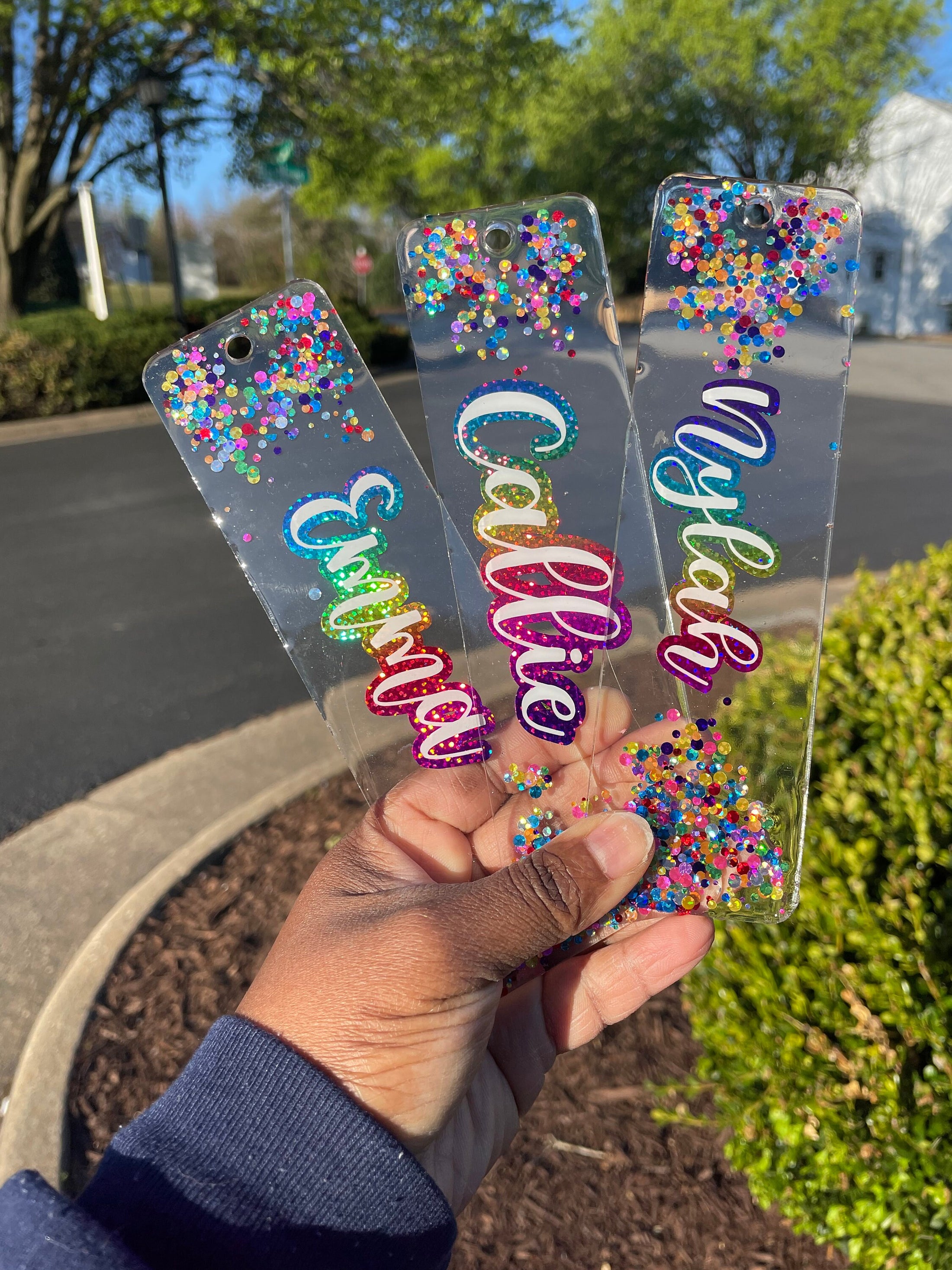 Personalized bookmark, resin bookmark, glitter bookmark, Teacher Gift ...